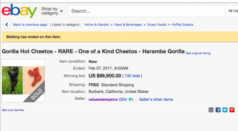 Why did a gorilla-shaped Cheeto just sell on eBay for $99,900?! - The ...
